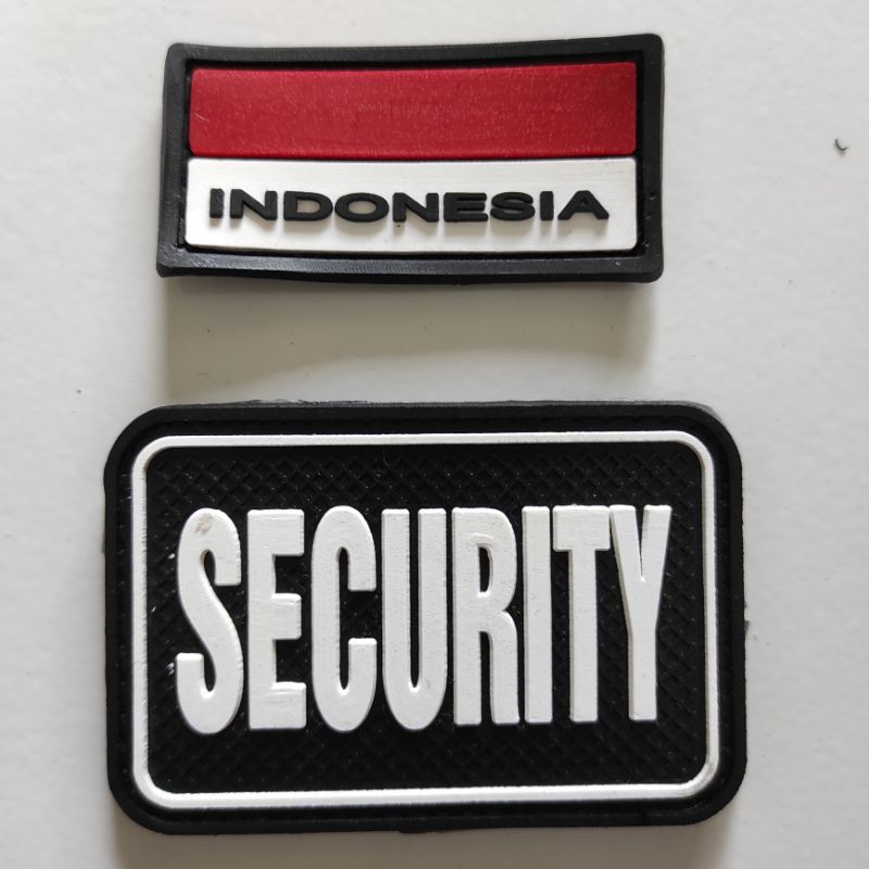 Jual PATCH RUBBER SATU SET TULISAN SECURITY+BENDERA INDONESIA KECIL ...