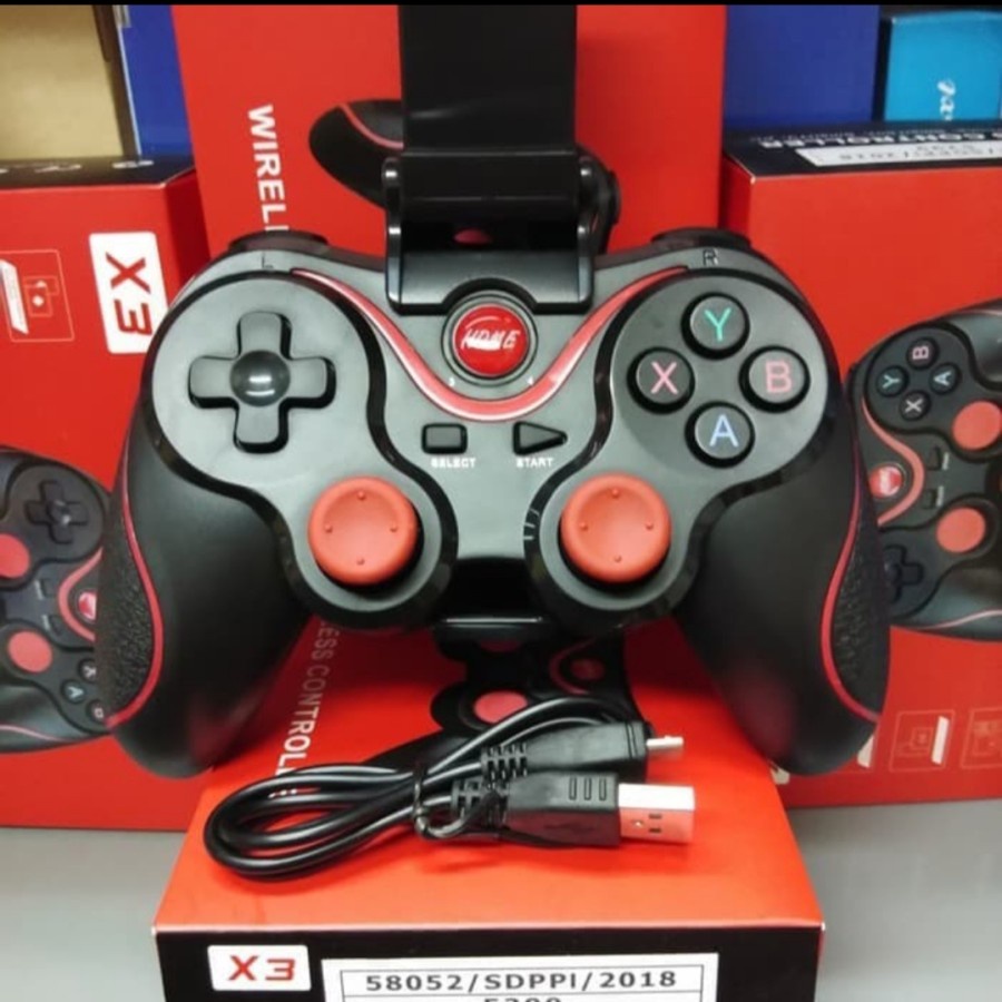 Jual Gamepad X3 joystick Bluetooth Wireless pc and handphone | Shopee ...