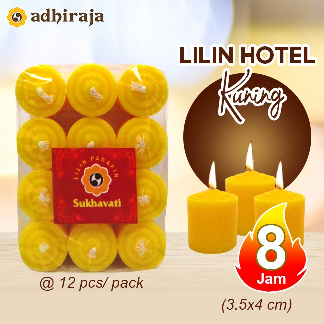 Jual Lilin Hotel / Lilin Tungku / Lilin Bulat Kuning isi 12 pcs ...