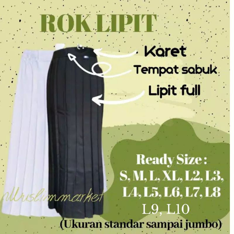 Jual Rok Ospek Kuliah Kerja Lipit Full Wiru Hitam Putih Standart Jumbo ...