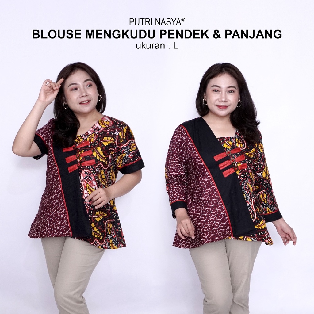 Jual Blouse Batik Big Size Wanita Atasan Batik Jumbo Lengkap S-M-L-XL ...