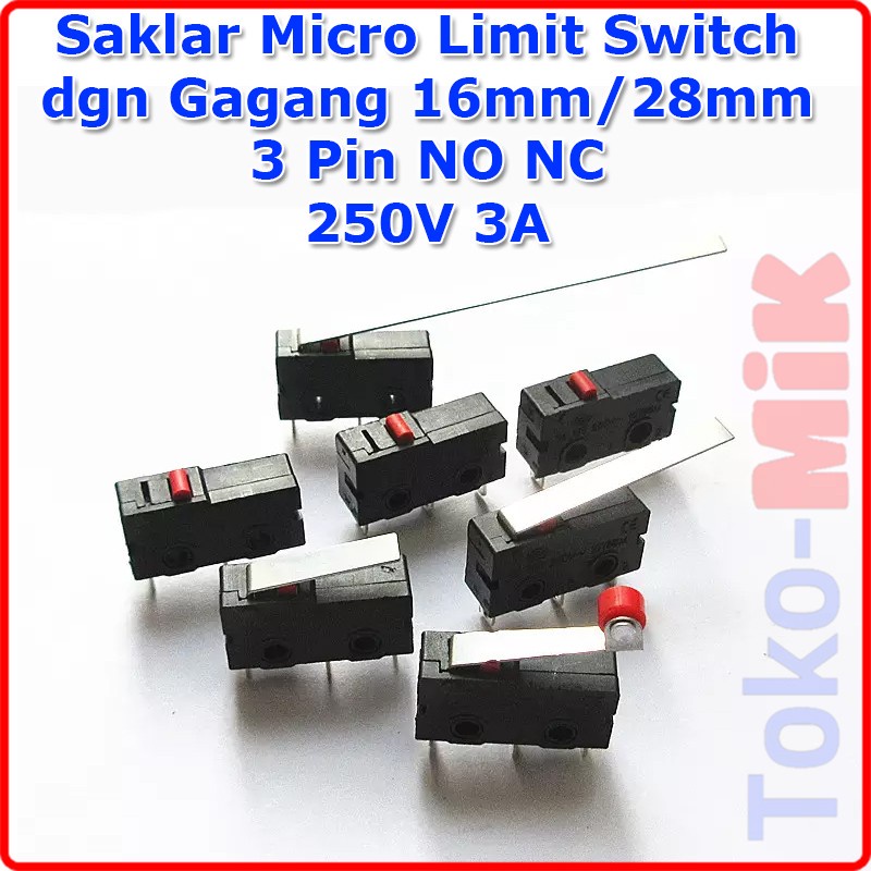 Jual MICRO LIMIT SWITCH DENGAN GAGANG 250V 3A NO / NC SPDT 3 PIN ...