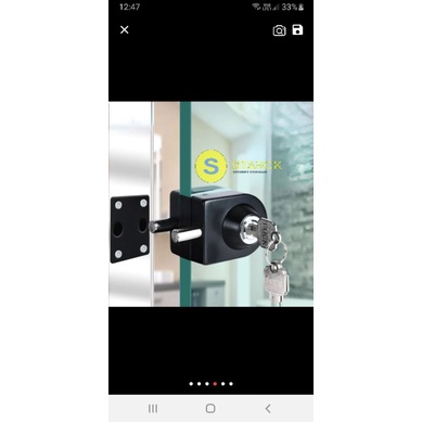 Jual Kunci pintu kaca frameless stainless hitam 12mm tanpa bor | Shopee Indonesia