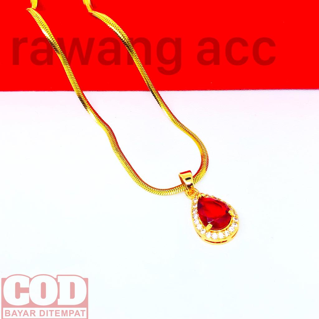 Jual Kalung Titanium Fashion Wanita Gold Belut Plus Liontin Permata ...