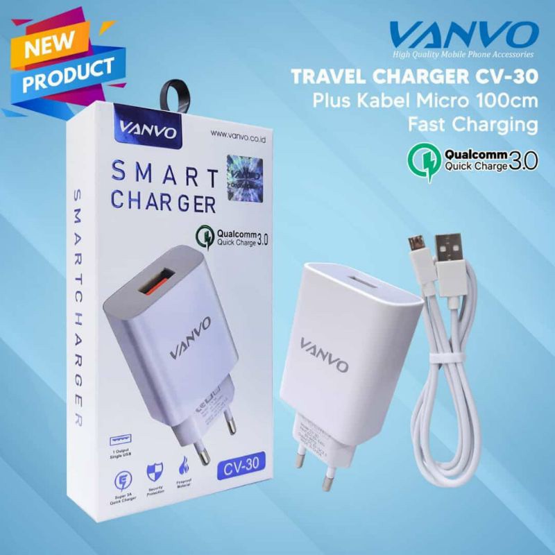 Jual JH ACC CHARGER VANVO CV-30 QC 3.0 1 USB V8 / MICRO USB / TYPE C / LIGHTNING TRAVEL CHARGING ...