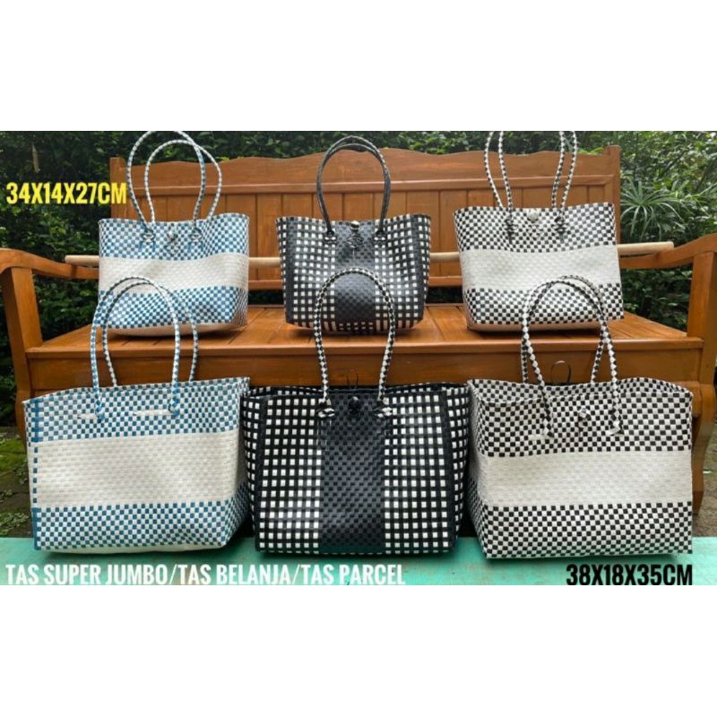 Jual Tas Belanja / Tas Anyaman Kaca Tipis / Tas Pasar Super Jumbo ...