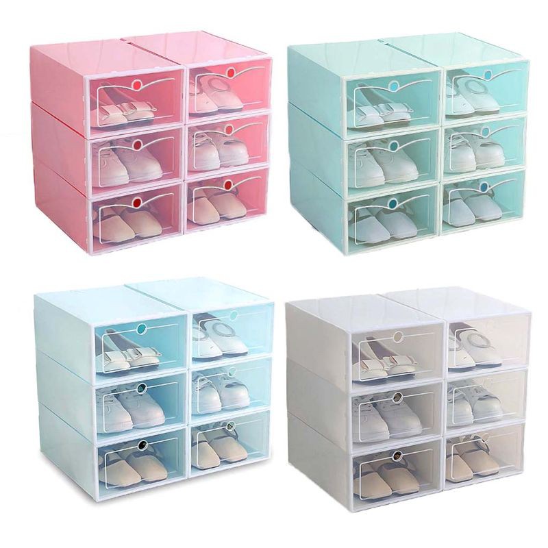 Jual Kotak Sepatu Lipat Transparan Tebal Shoes Storage Box Organizer ...