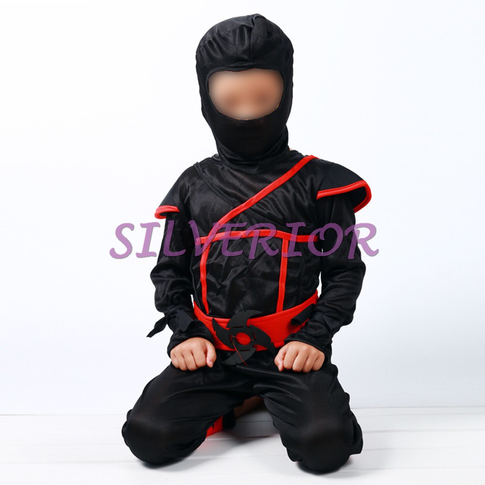Jual Kostum Setelan Pakaian Baju Ninja Anak Hitam Strip Merah Cosplay ...