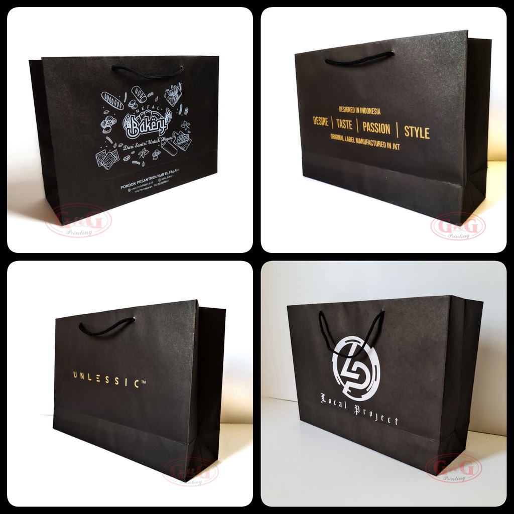 Jual Paper Bag Kraft Hitam Custom Print / Shopping Bag / Paper Bag ...