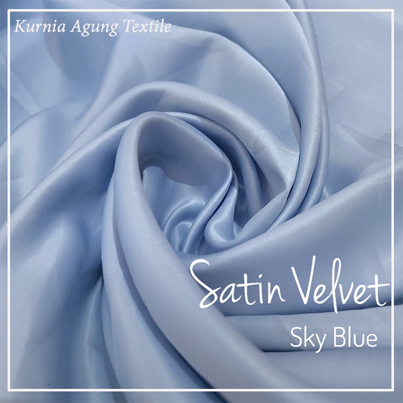 Jual Kain Satin Silk Velvet Polos Premium Warna SKY BLUE Satin ...