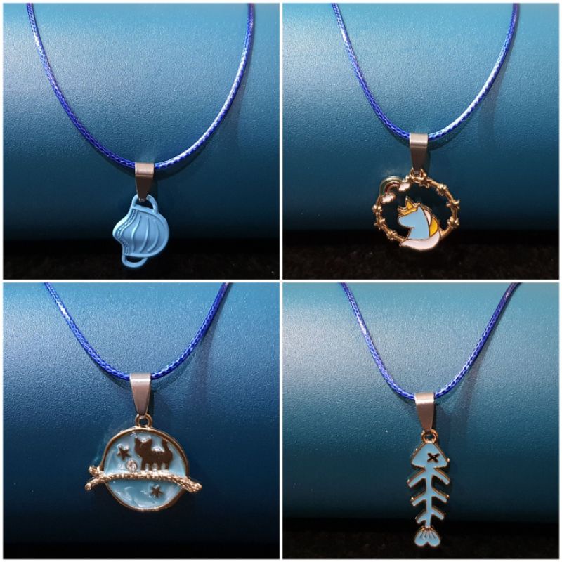 Jual CHOKER KOREA TALI KULIT BIRU LIONTIN MEWAH | Shopee Indonesia