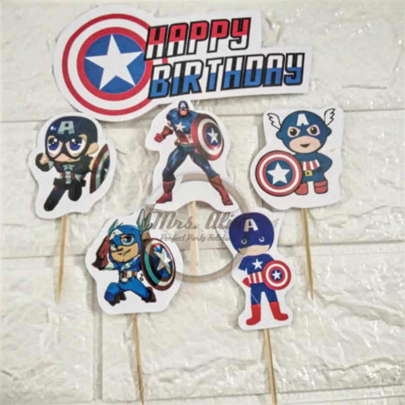 Jual Topper cake Captain America / Topper Cup Cake / Hiasan Kue Ulang ...