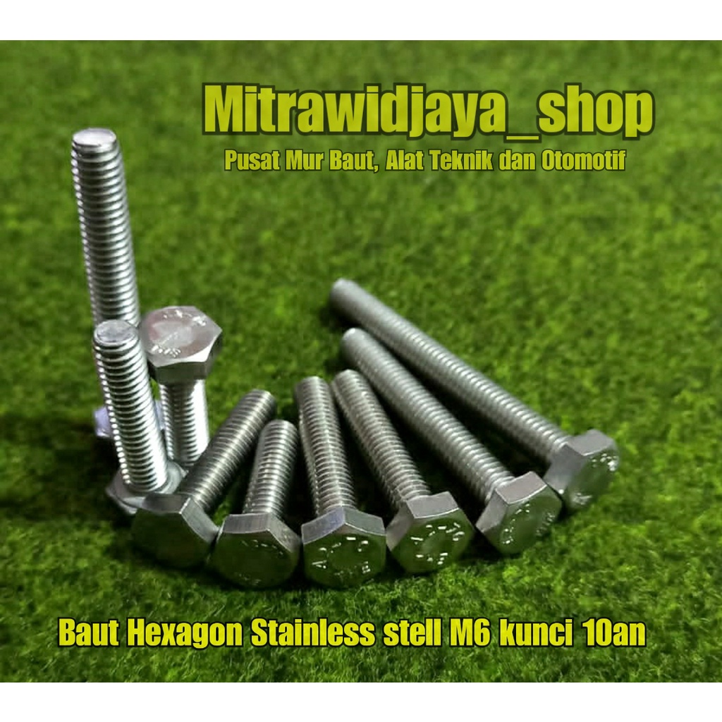 Jual BAUT HEXAGON STAINLESS STELL M6x30 panjang 2cm 25cm 3cm 4cm 5cm A2-70 304 baut 10an M6 ...