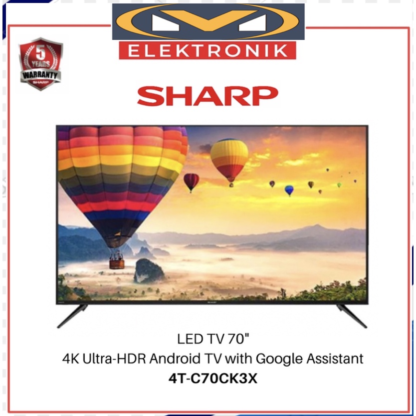 Jual SHARP LED TV 70 Inch 4T-C70CK3X Smart Android TV UHD 4K HDR | Shopee Indonesia