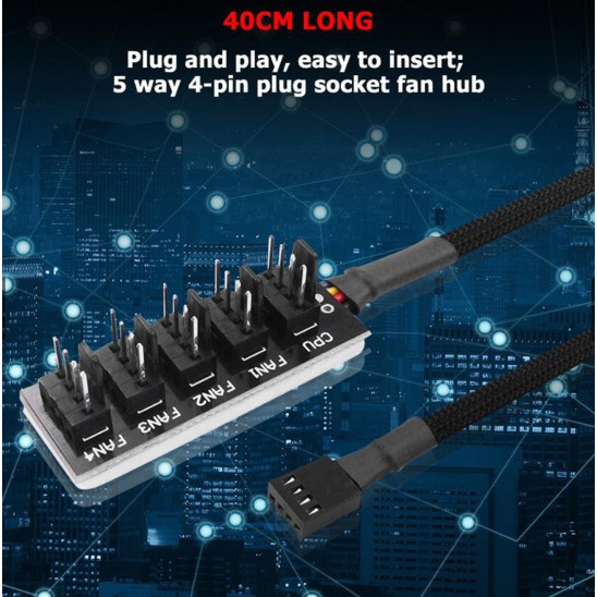 Jual Fan HUB 5 Splitter PC Case Cooler Power Support 4-pin and 3-pin ...