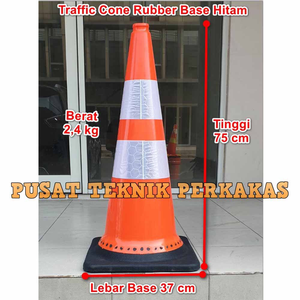 Jual Traffic Cone 75 cm Pvc Kerucut Jalan Orange 75cm Rubber Basic ...