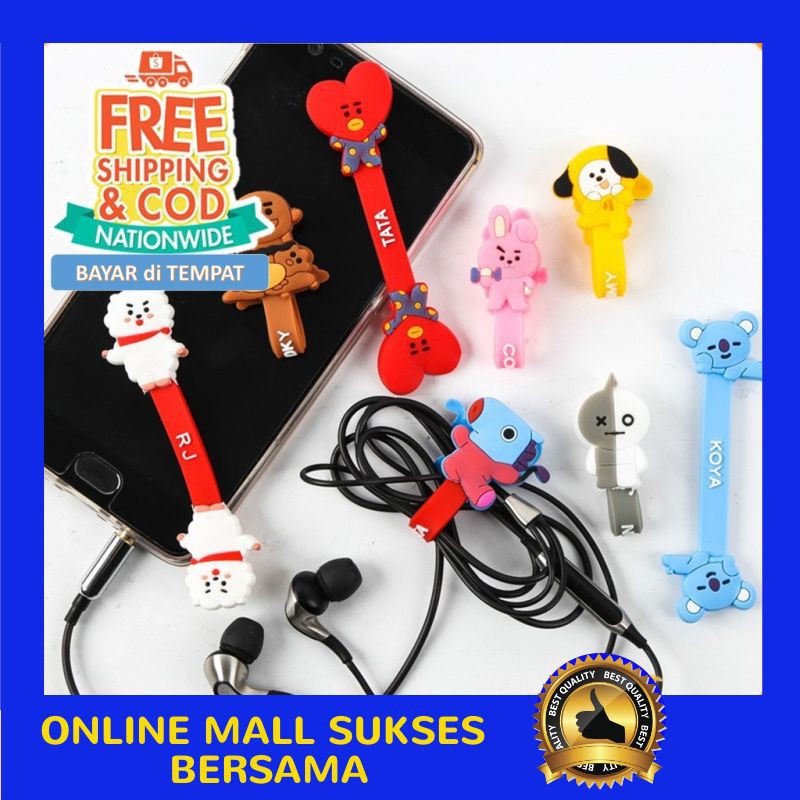 Jual OMSB PENGIKAT KABEL KARAKTER BT21 BTS KPOP CABLE TIE KOREA ARMY ...