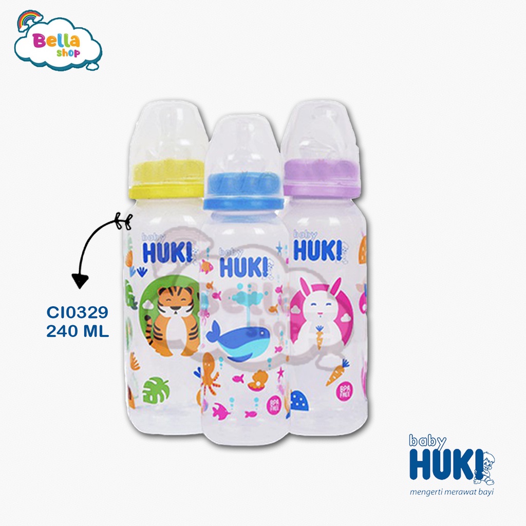 Jual Huki CI0329 Botol Susu Huki PP SP Round 240ml Botol Susu Gepeng ...