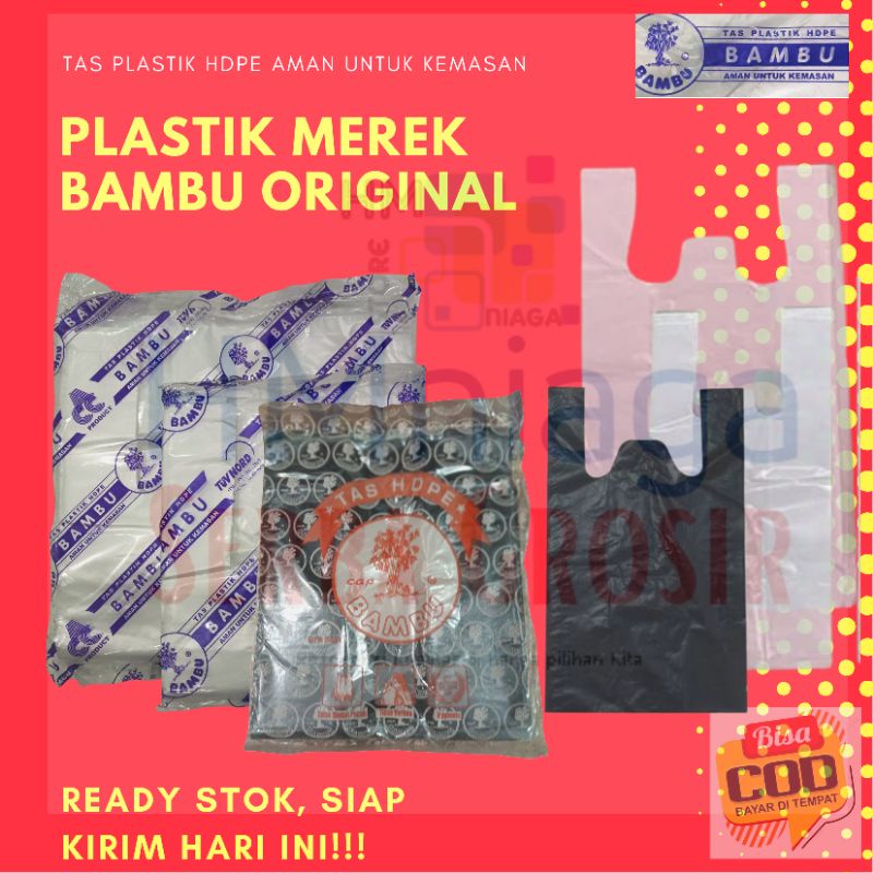 Jual Kantong Plastik Kresek Bening Hitam HDPE Merek Bambu Ukuran Kecil dan Tanggung 15x30 24x42 ...
