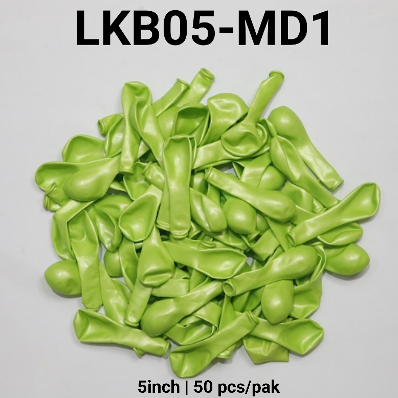 Jual LKB05-MD1 Balon latex 5inch 1 pak 50 metalik hijau ijo muda pupus ...