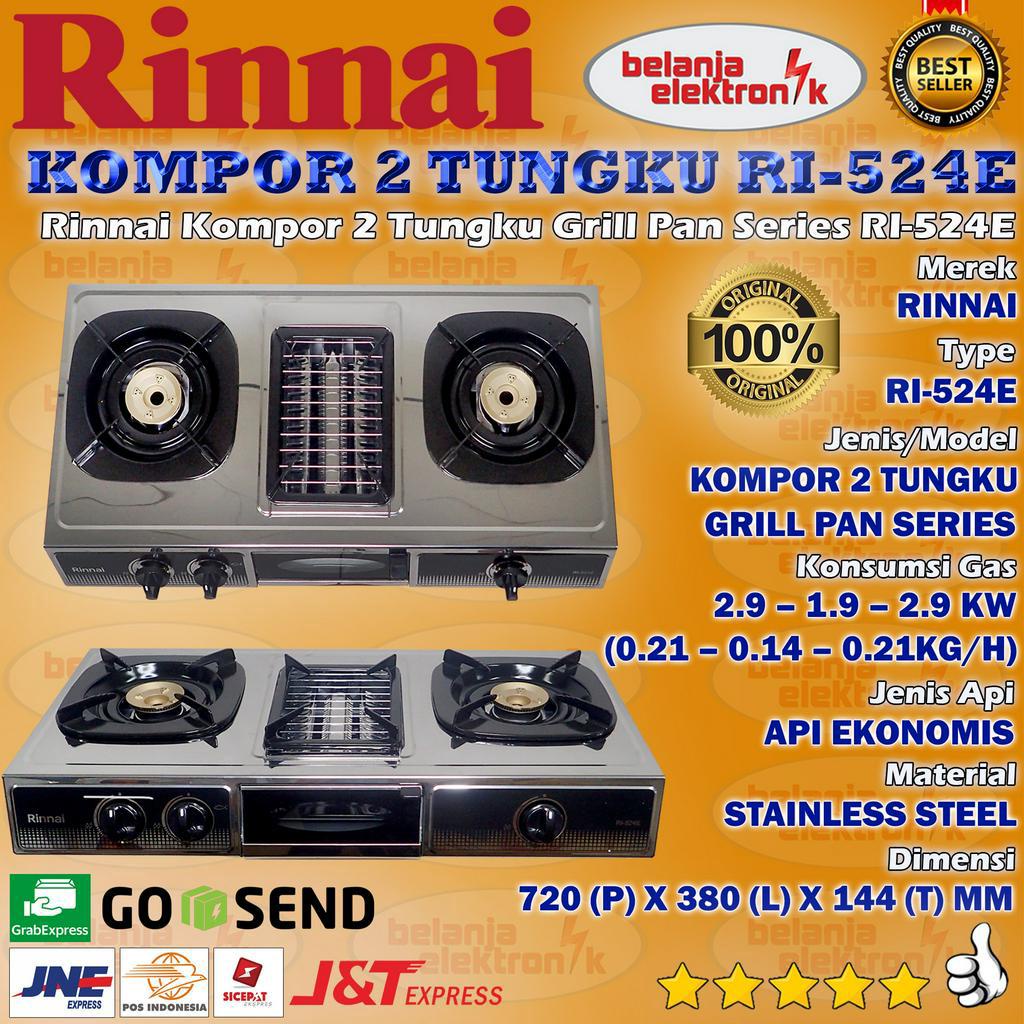 Jual RINNAI KOMPOR GAS 2 TUNGKU GRILL PAN SERIES RI-524E | Shopee Indonesia