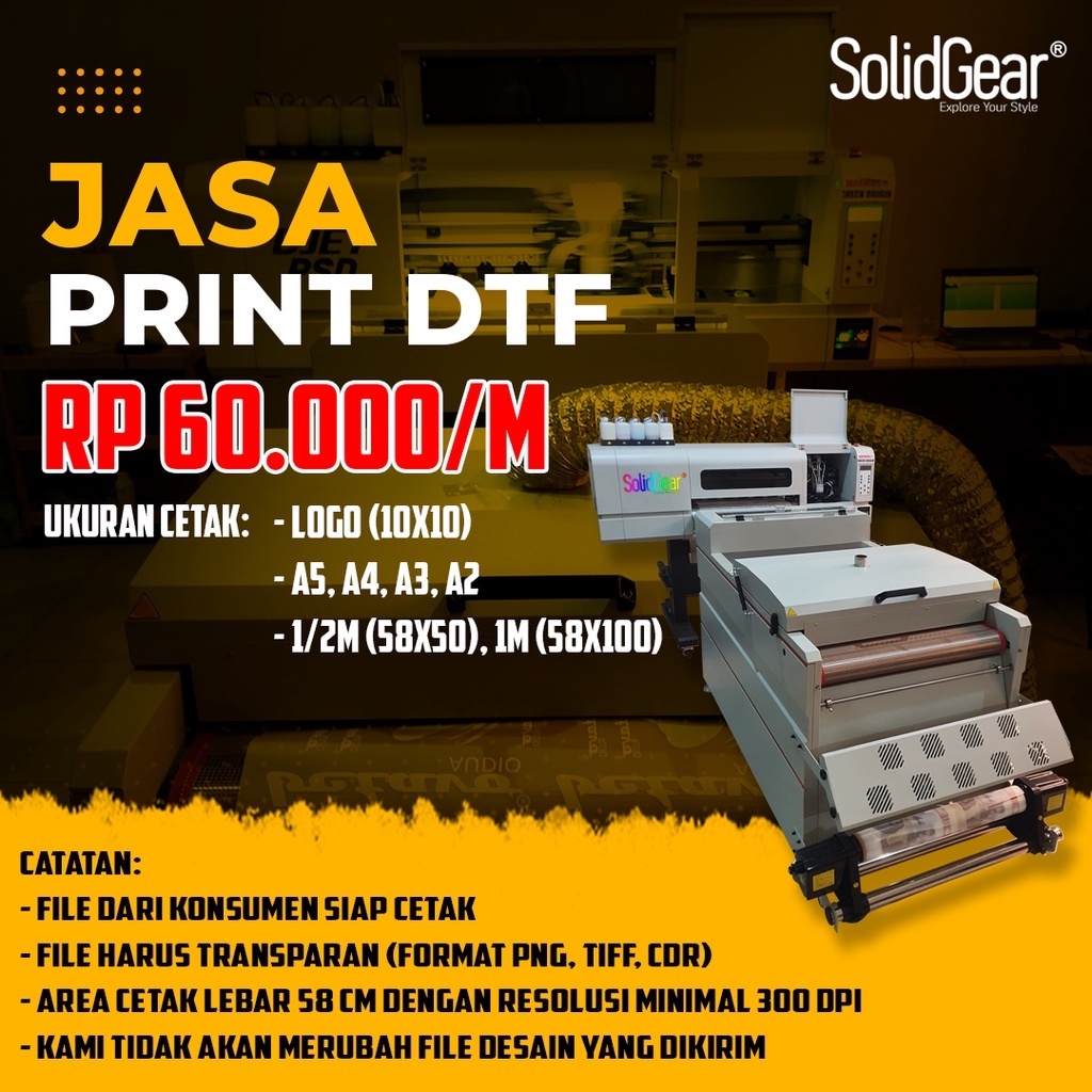 Jual PRINT CETAK SABLON DTF UKURAN A2, A3, A4, A5, LOGO, METERAN | Shopee Indonesia