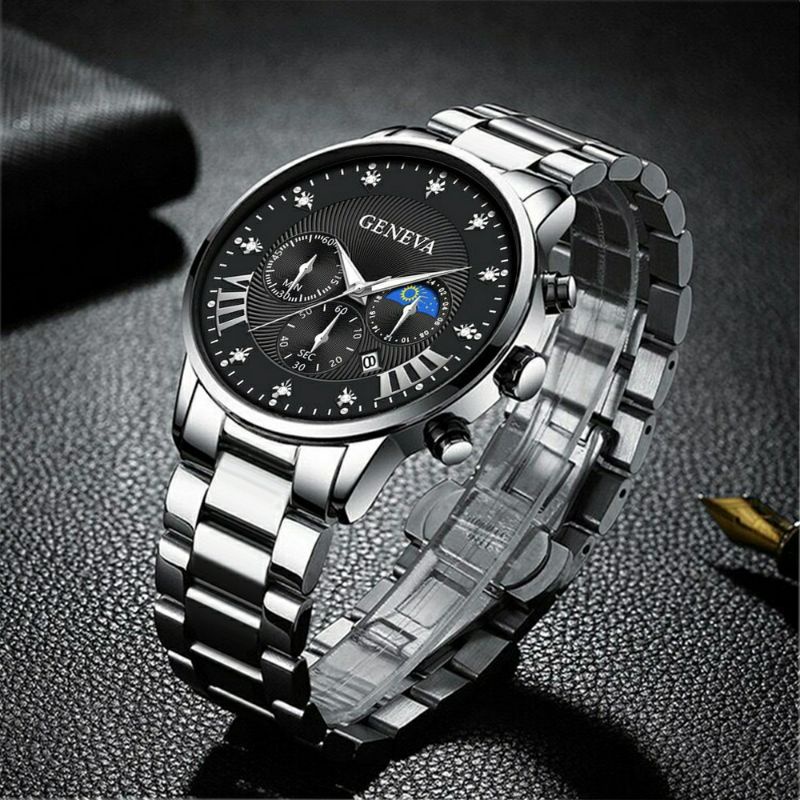 Jual Jam Tangan Pria Rantai Luxury Original Geneva Analog Jam Cowok ...