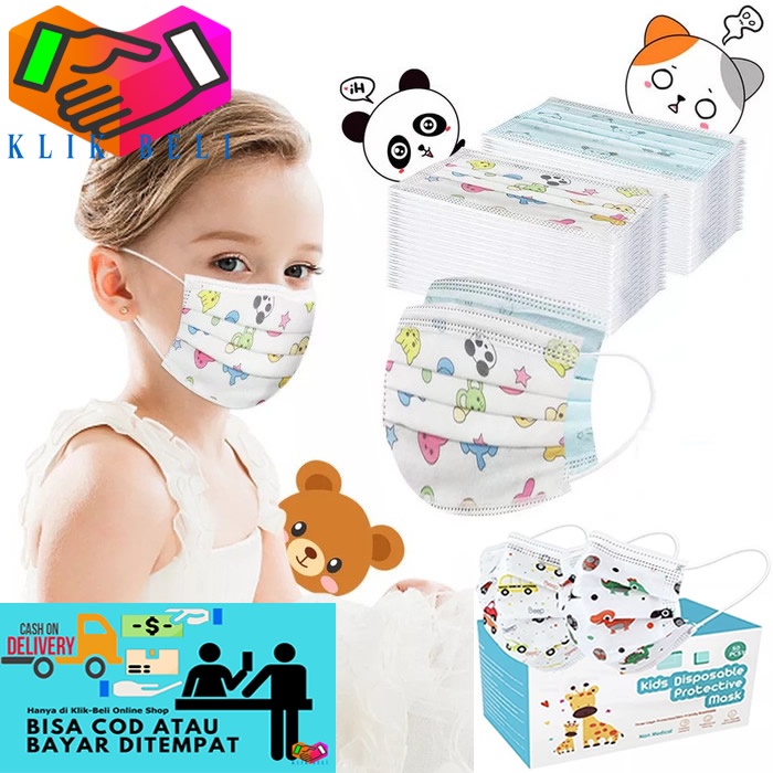 Jual Masker Anak 3 Ply Karakter 1 Box Isi 50 Pcs 3ply Earloop ...