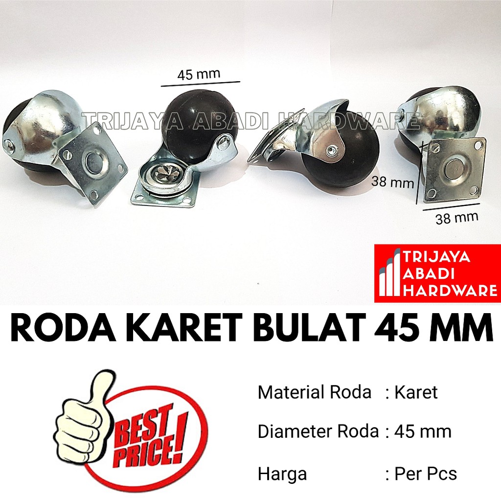 Jual Roda Karet Bulat Hitam 45 mm - Caster Roda Kursi Meja Etalase ...