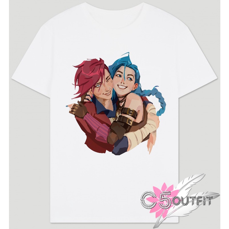 Jual KAOS LEAGUE OF LEGENDS ARCANE JINX AND VI HUGGING COMBED 30S ...