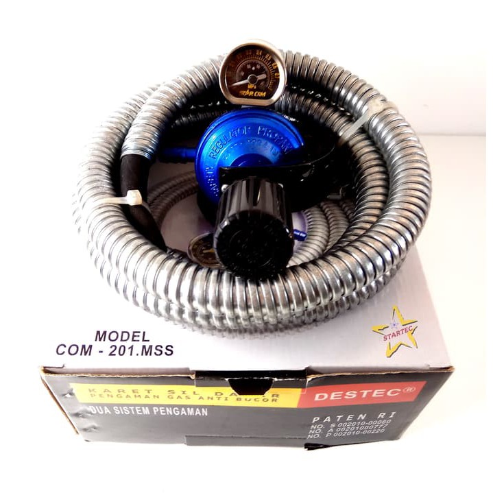 Jual Regulator Gas LPG Destec COM 201-MSS dengan Selang | Shopee Indonesia