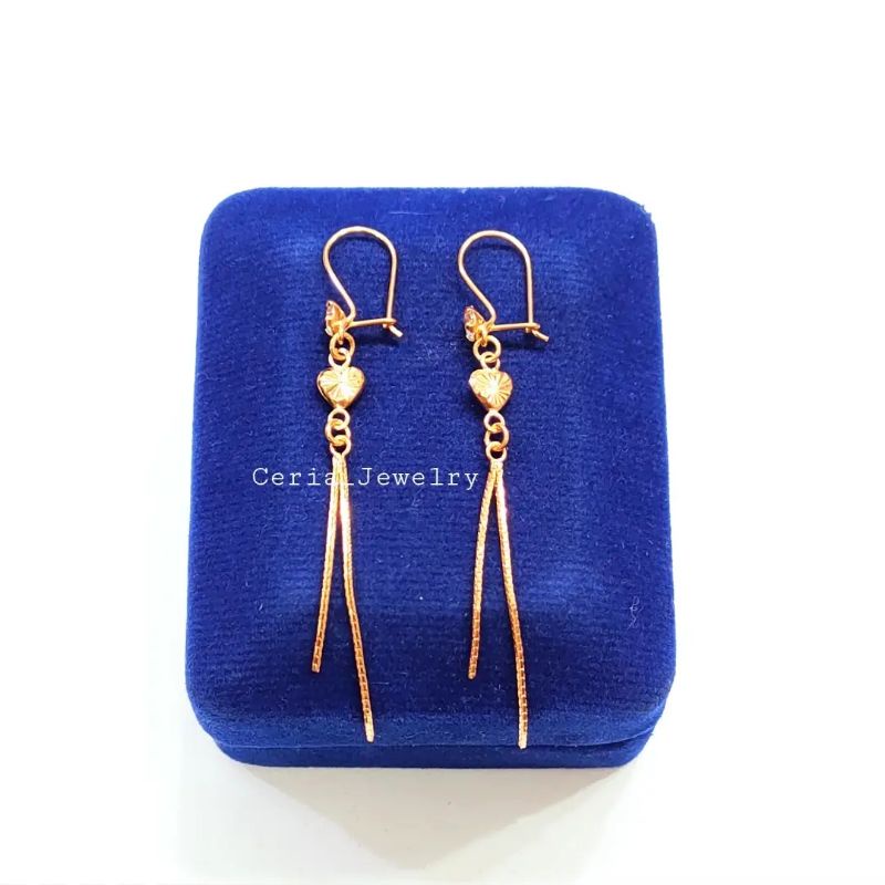 Jual Anting Perak Asli Silver 925 Lapis Emas Model Agogo Panjang Love ...