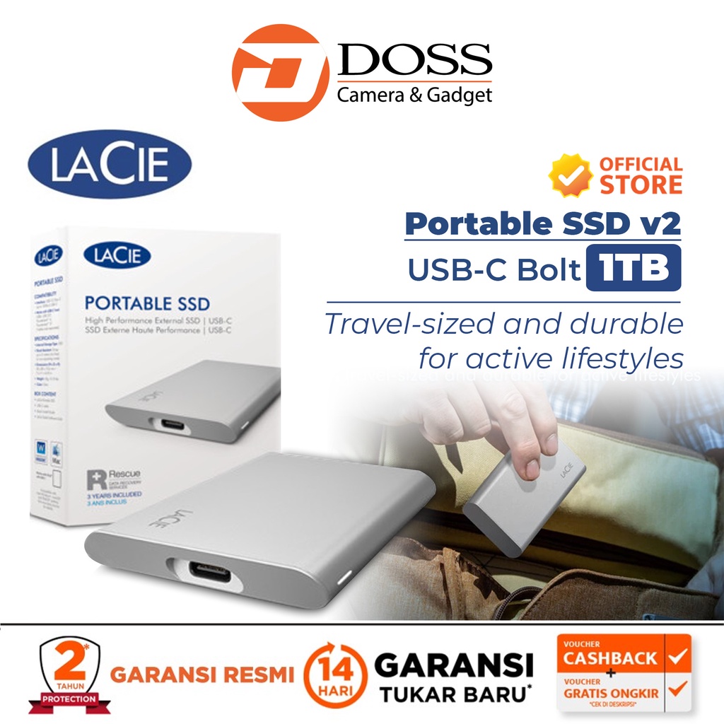 Jual LaCie Portable SSD v2 USB-C Bolt 1TB - LaCie Portable SSD 1TB | Shopee Indonesia