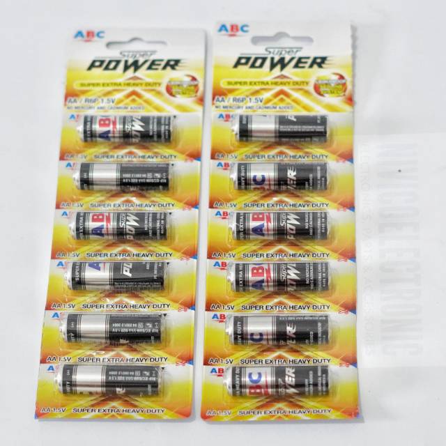 Jual Baterai ABC AA A2 1.5v SUPER POWER EXTRA HEAVY DUTY isi 6 pcs ...