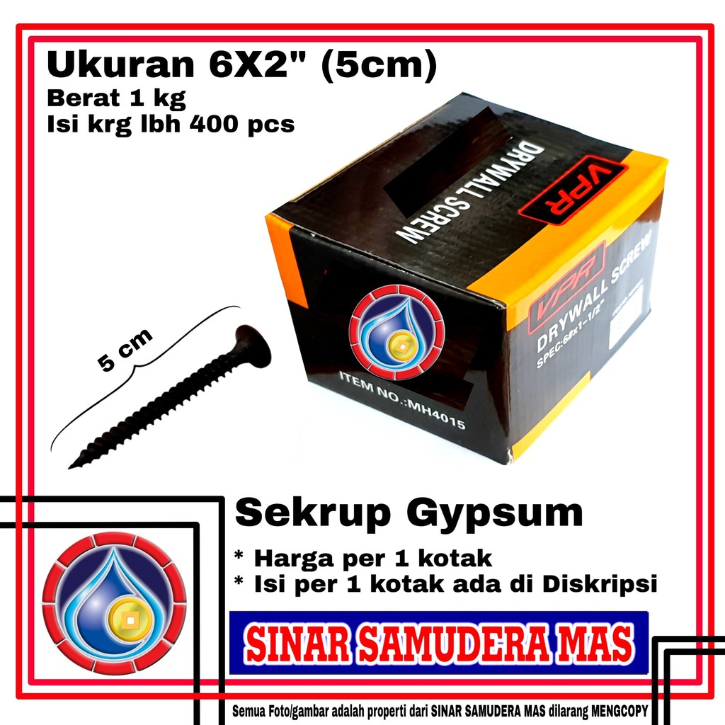 Jual Sekrup Gibsum 6X2 in panjang 5cm - SEKERUP GIBSUM - DRYWALL SCREWS ...