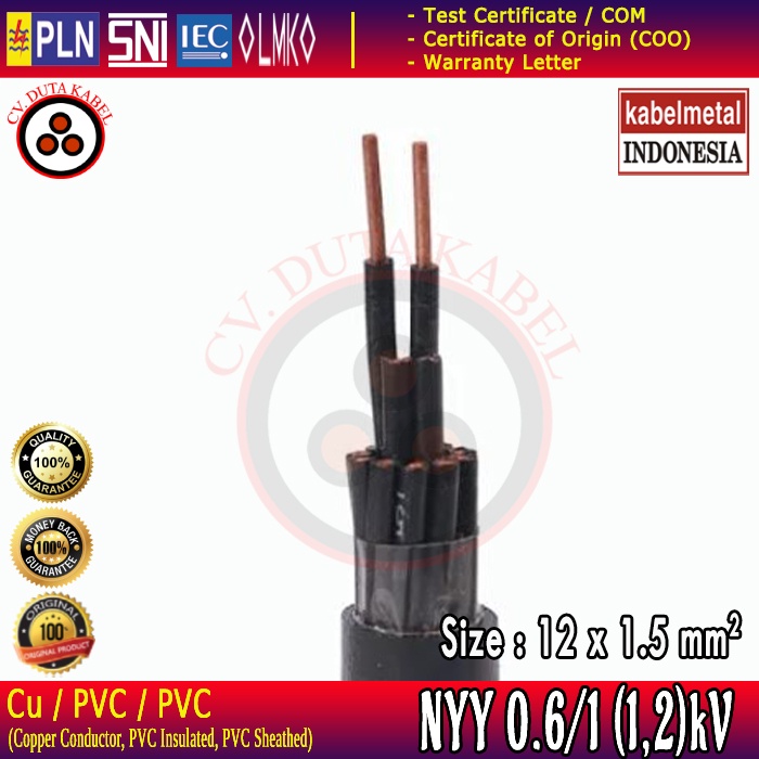 Jual Kabel NYY 12x1,5 mm2 METAL /12 x 1,5 mm2/12x1.5mm2/12x1.5 mm2/12 x 1.5 | Shopee Indonesia