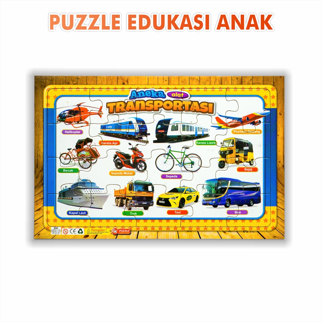 Jual Puzzle Edukasi Anak /Puzzle Karton Seri Alat Transportasi / Ayo ...