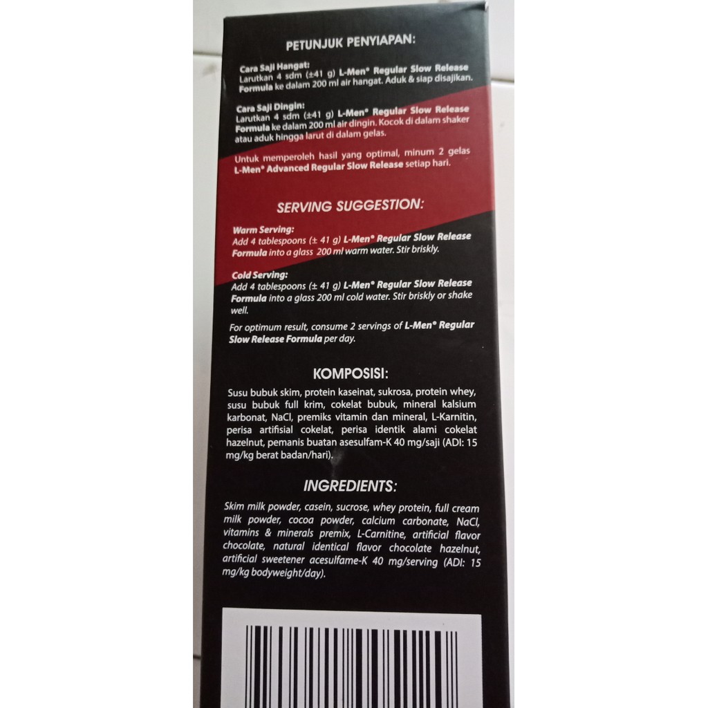 Jual Susu High Protein/L-Men Regular Casein Protein Chocolate Hazelnut ...