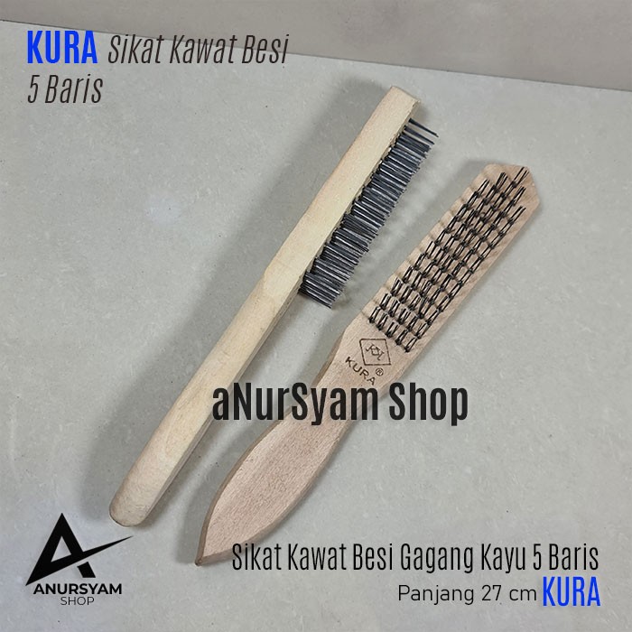 Jual Sikat Kawat Besi 4 Baris KURA / Sikat Baja Gagang Kayu / Sikat ...