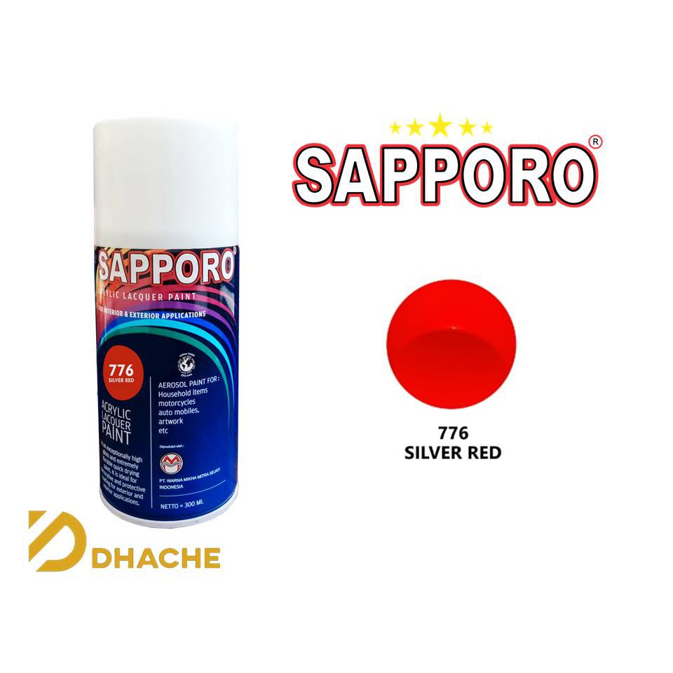 Jual CAT SEMPROT SAPPORO SPRAY PAINT 776 SILVER RED MERAH 300ML / Pylox ...