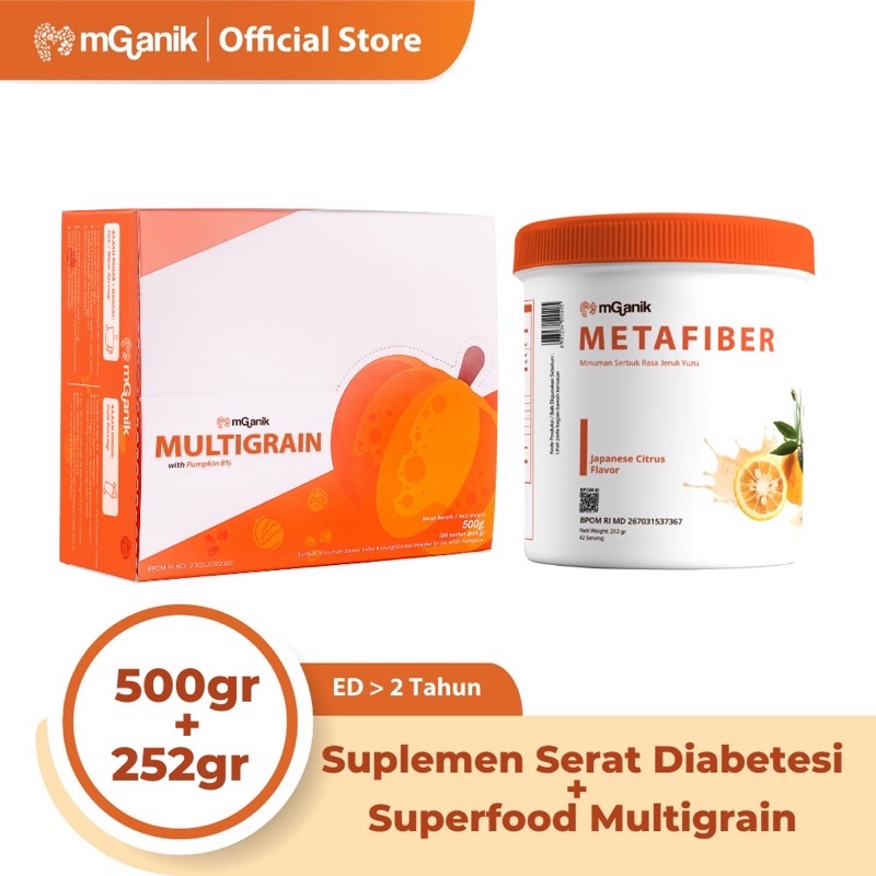 Jual mGanik Metafiber 252gr + Multigrain 500gr - Suplemen Serat ...
