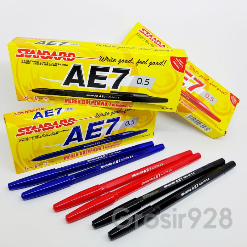 Jual (Per 12) Pulpen / Bolpen / Bolpoin / Ballpoint Standard AE7 / AE-7 | Shopee Indonesia