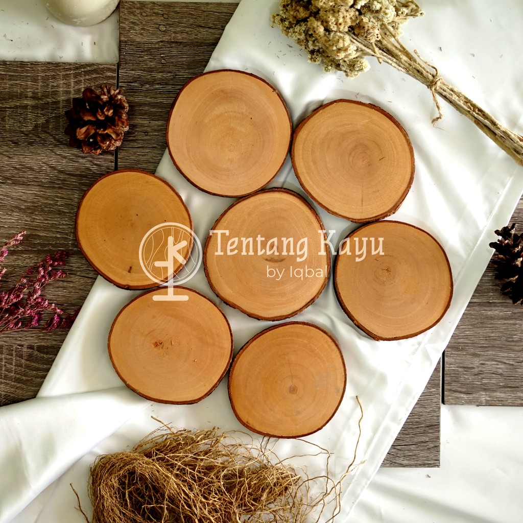 Jual Natural Wood Coaster Tatakan Gelas Bulat Kayu Mahoni Alami ...