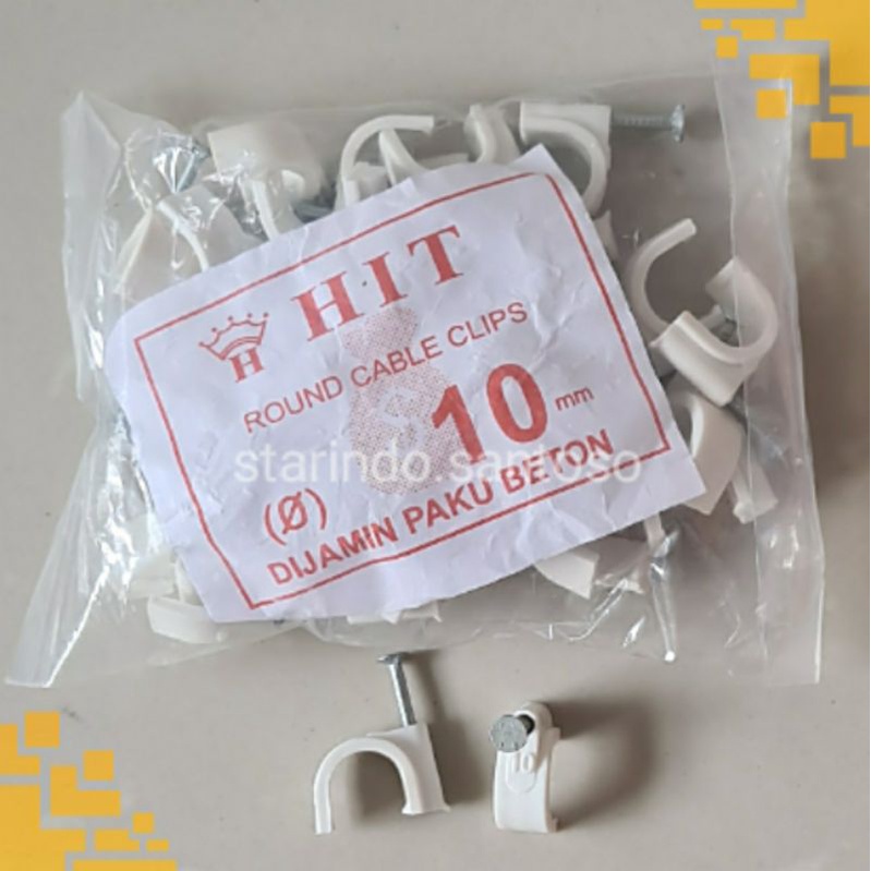 Jual KLEM KABEL 8 10 12 paku beton klam kabel listrik plastik putih ...