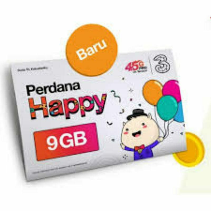 Jual perdana tri three happy 9gb | Shopee Indonesia