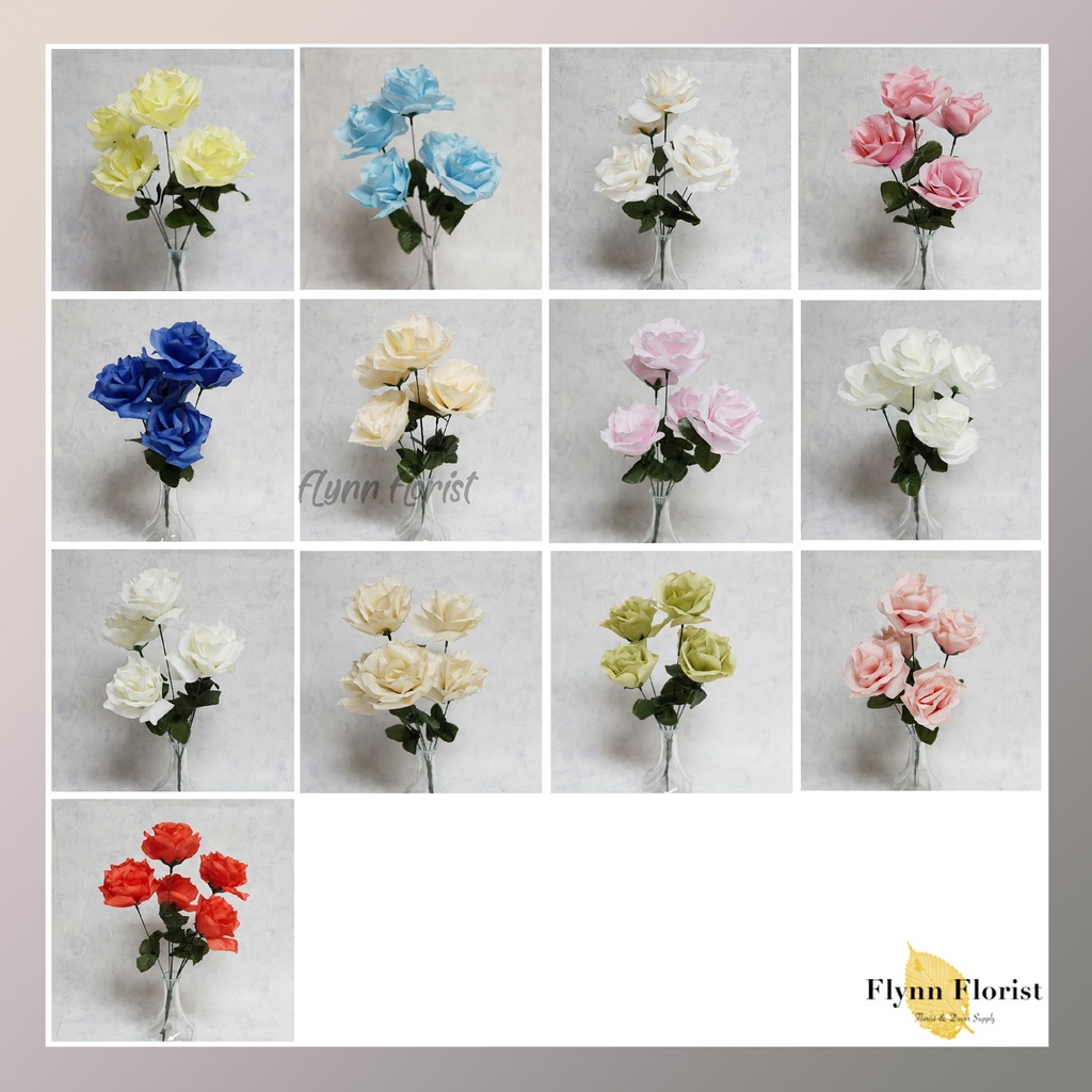 Jual Bunga Mawar Paris Cabang 5 (Satuan) Bunga Artificial Plastik Bunga ...