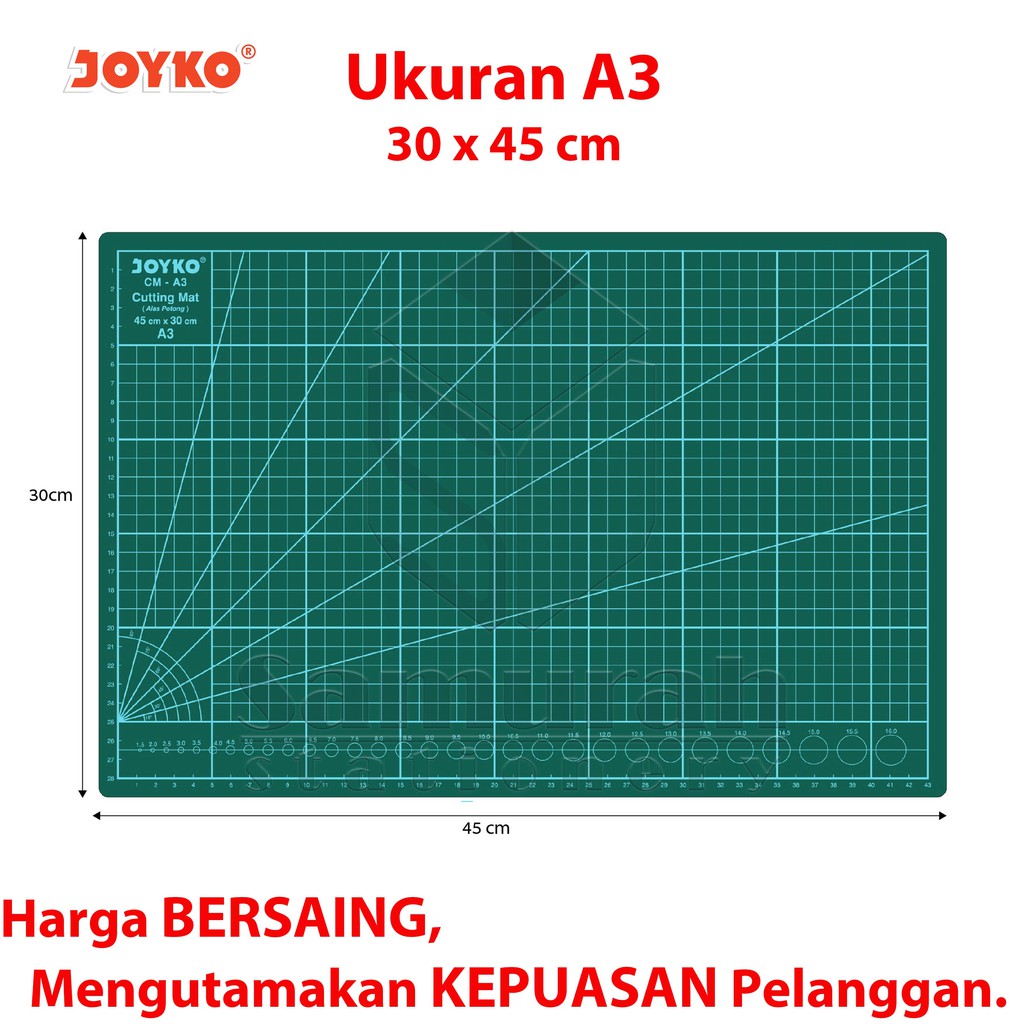 Jual Cutting Mat Joyko Ukuran A3 / Alas Cuting Potong Kertas / Tatakan Cutter Hijau CM-A3 Besar ...