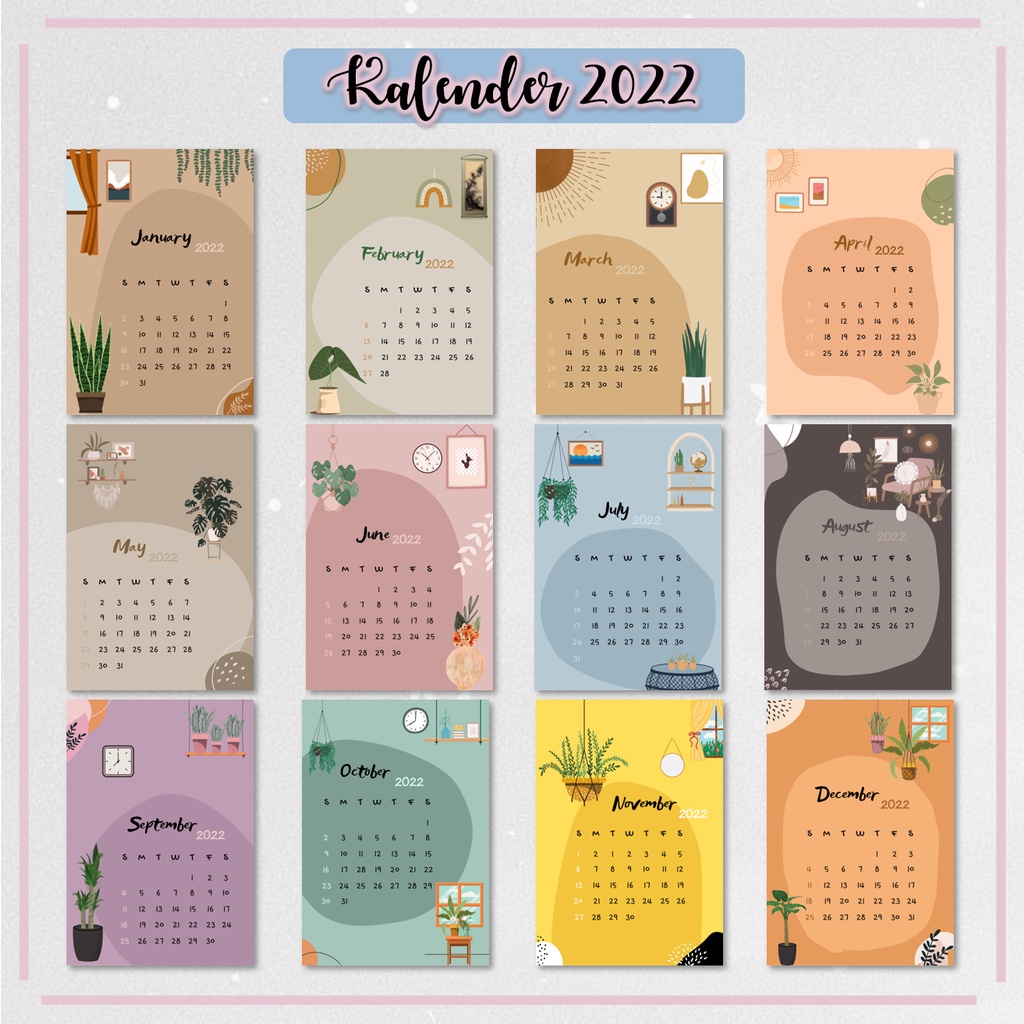 Jual Kalender 2022/ Kalender Tempel 2022 Aesthetic | Shopee Indonesia