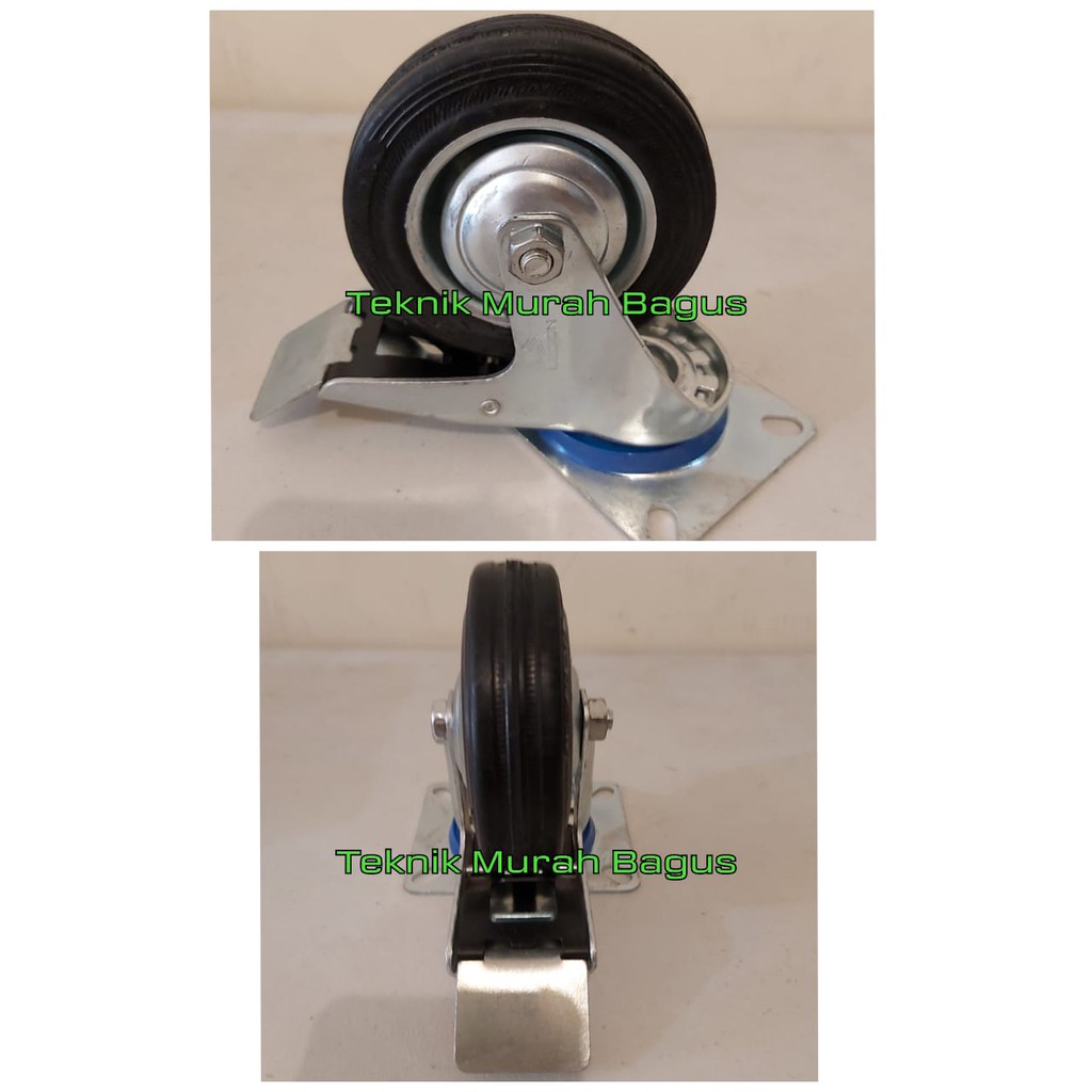 Jual RODA KARET REM 4" RUBBER CASTER BRAKE 4" | Shopee Indonesia