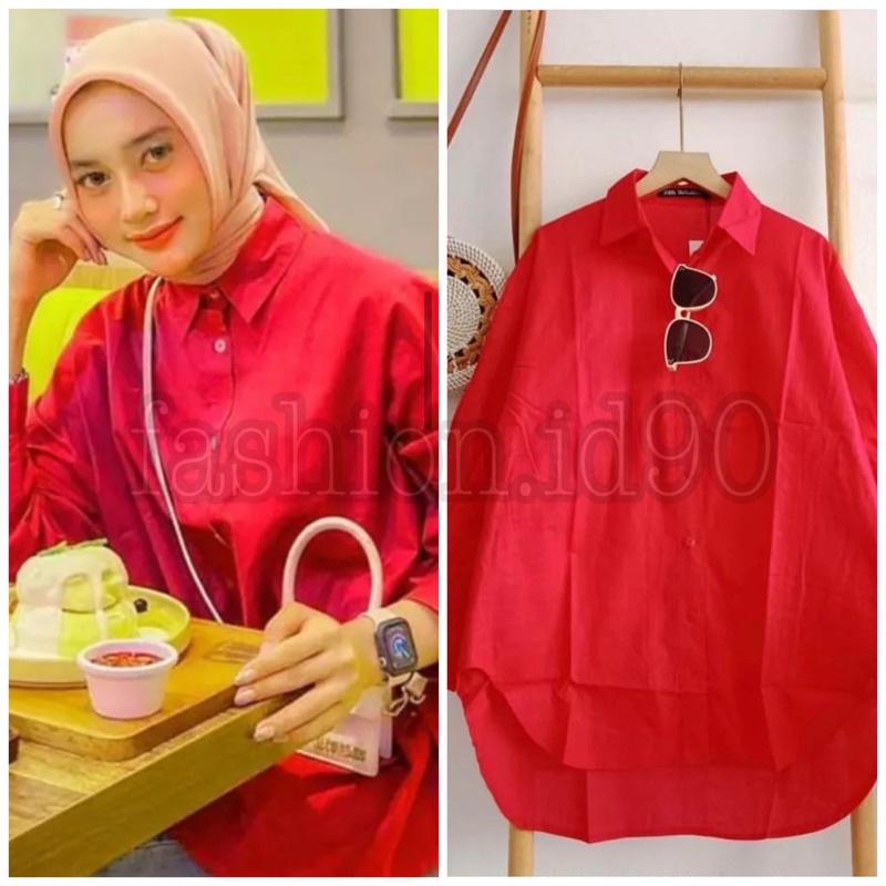 Jual KEMEJA MERAH PUTIH OVERSIZED / KEMEJA KEMERDEKAAN POLOS 17 AGUSTUS ...